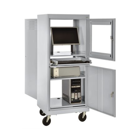 Sandusky Mobile Computer Cabinet Light Gray by Office Depot & OfficeMax