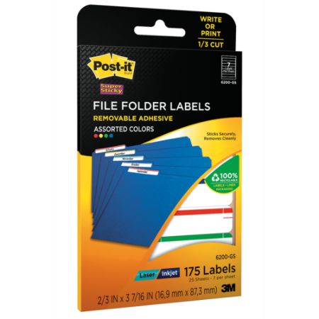 Post it Super Sticky Color Removable InkjetLaser File Folder Labels 23 ...