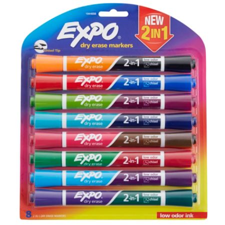 EXPO 2 in 1 Double Sided Dry Erase Markers Pack Of 8 by Office Depot ...