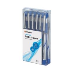 OfficeMax Stick Medium Point Ballpoint Pens with Rubber Grip 12 Blue ...