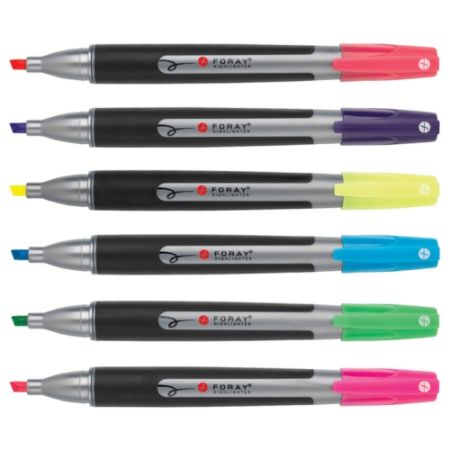 FORAY® Pen-Style Highlighters With Soft Grips, Chisel Tip, Assorted ...