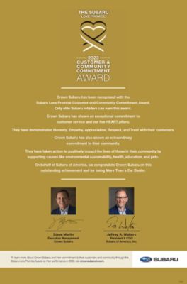 Subaru Love Promise Begins With Crown Subaru in Chattanooga, TN