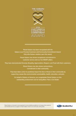 Subaru Love Promise Begins With Planet Subaru in Hanover, MA