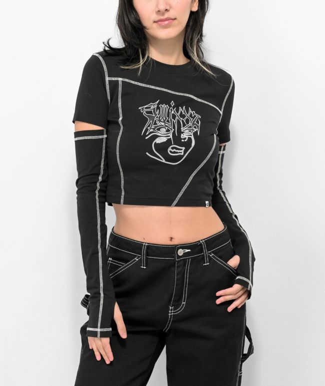 Black Crop Top Tee Outfit